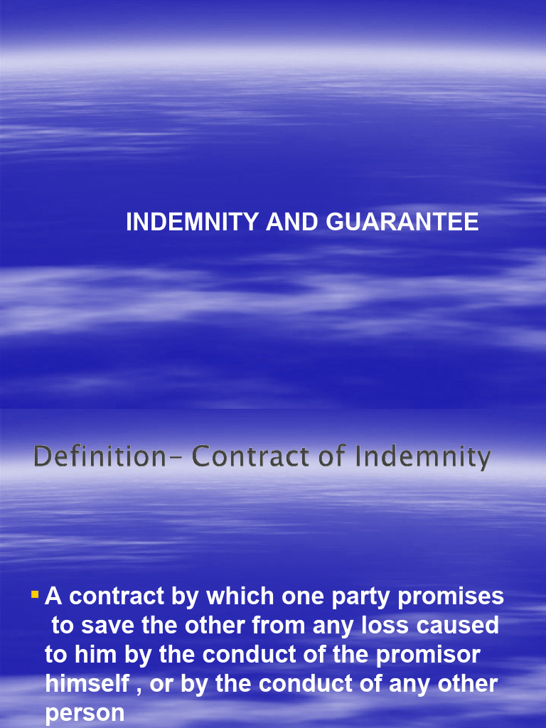 Indemnity & Guarantee Contracts | PDF | Guarantee | Debt