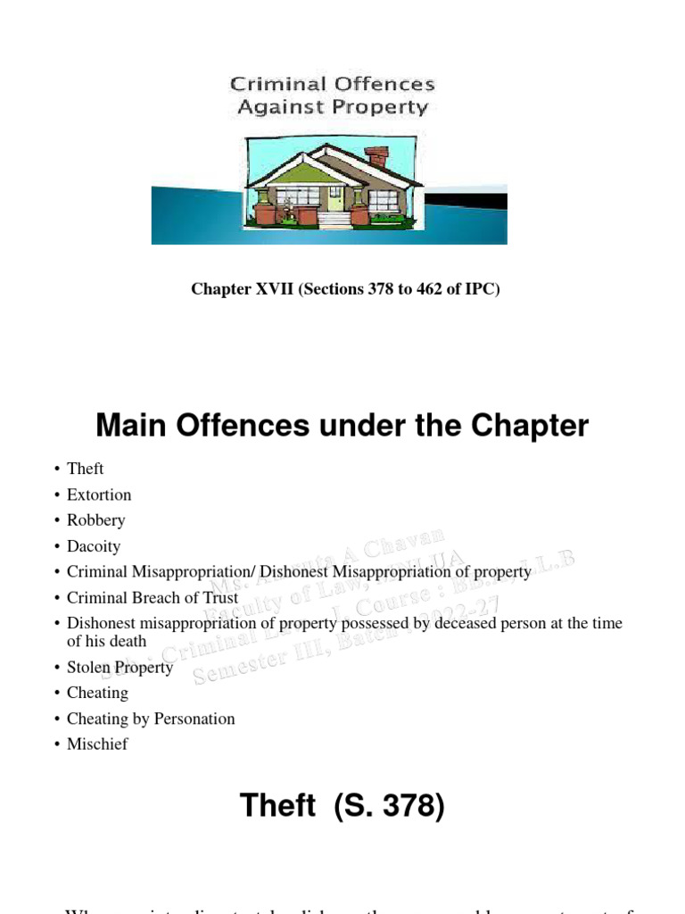 OFFENCES AGAINST PROPERTY - Class Notes | PDF | Robbery | Theft