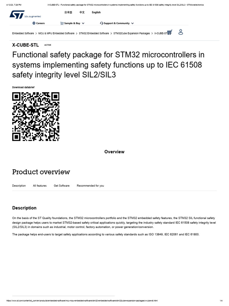 Functional Safety Package For Stm32 Microcontrollers In Systems Implementing Safety Functions Up