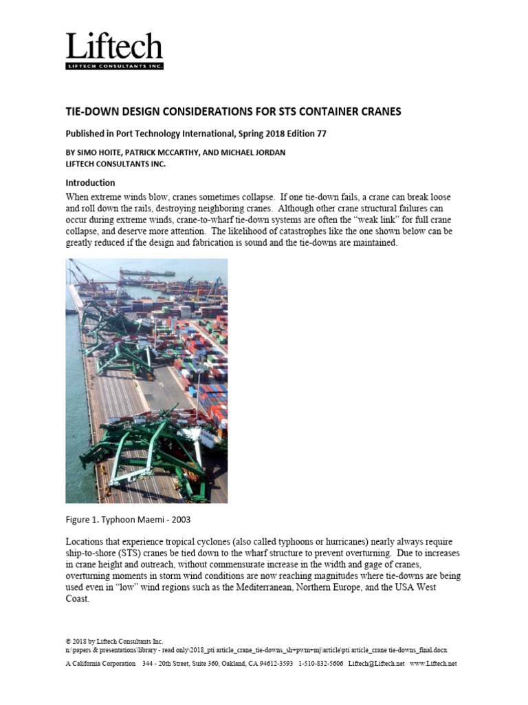 PTI Article Crane Tie Downs Final | PDF | Tropical Cyclones | Crane ...