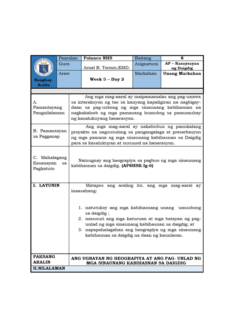 Arpan 8 Quarter 1 Week 5 Day 3 | PDF