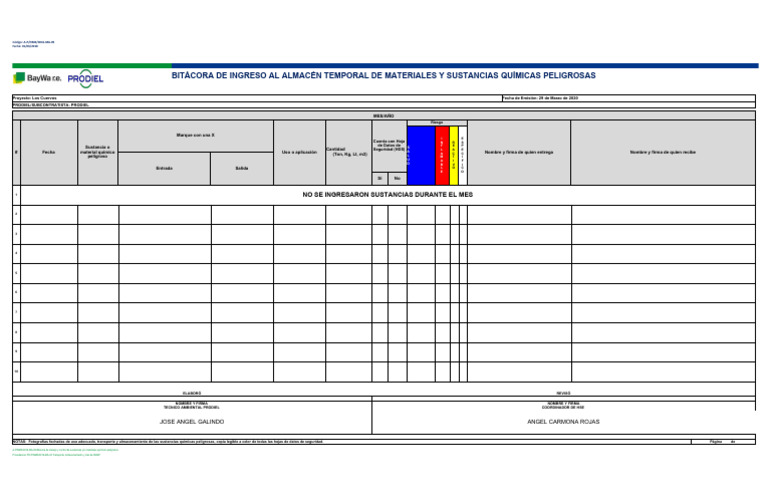 A-PNMX0016-MA-09.00 Bitácora de Manejo y Control de SMQP | PDF