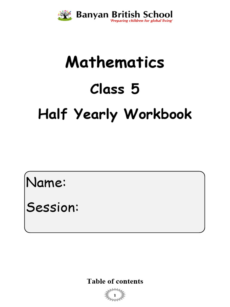 Class 5 Half Yearly Math Workbook | PDF | Shape | Numbers