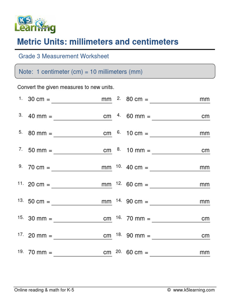 Grade 3 Metric Units Length CM MM No Decimal D | PDF