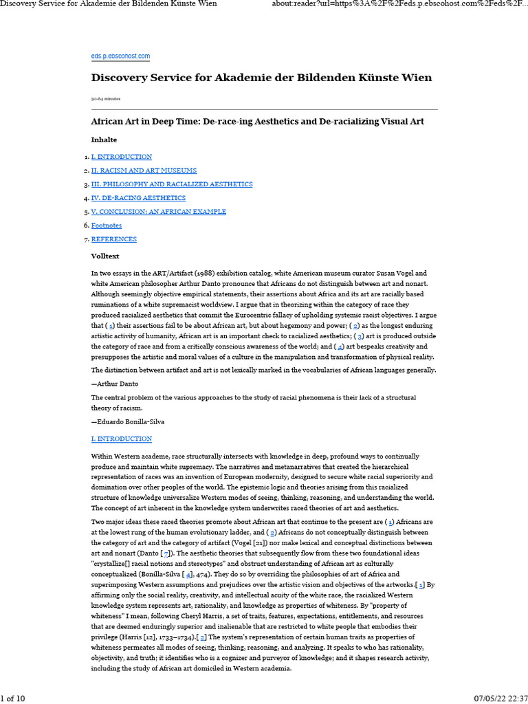 African Art in Deep Time - de Race Ing Aesthetics and de Racializing ...