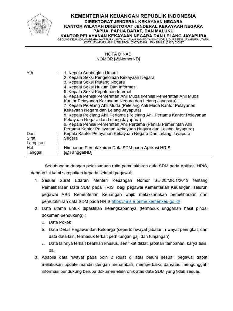 Pemutakhiran HRIS | PDF | Pengelolaan Keuangan & Uang