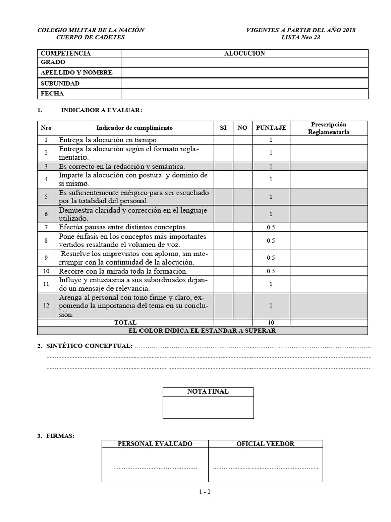 Lista - Nro - 23 - Alocucion - PPS-PPG | PDF