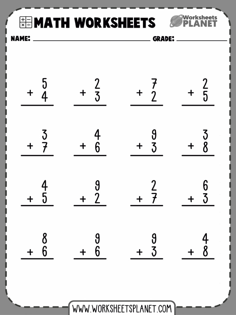 1-Diggit-Addition-(WorksheetsPlanet.com) | PDF 1-Diggit-Addition-(WorksheetsPlanet.com) | PDF
