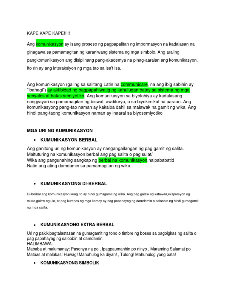 Kape Kape Kape | PDF