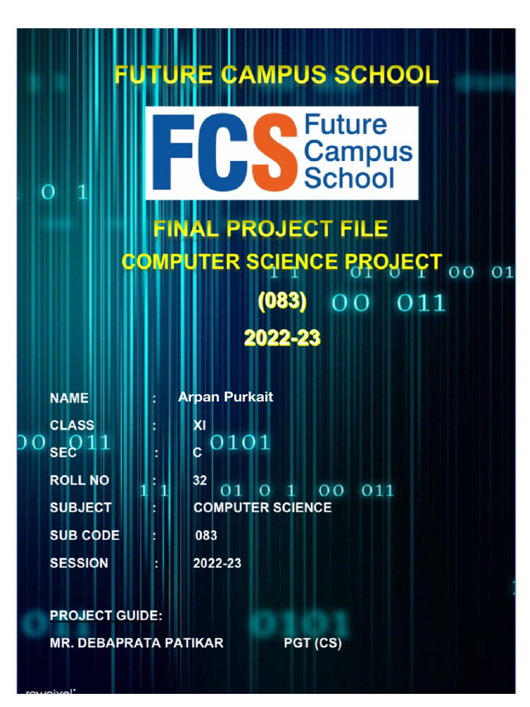 Class XI Computer Science Project | PDF | Software Testing | Programming