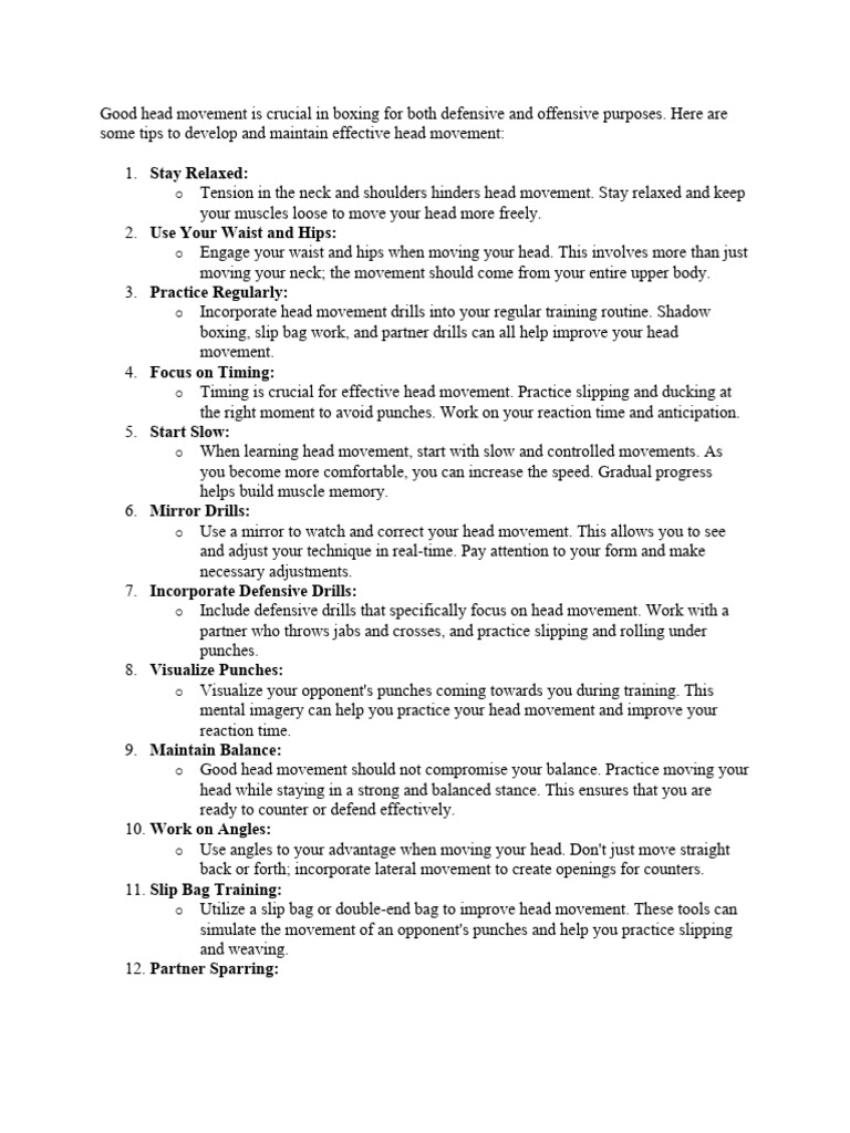 Effective Head Movement in Boxing | PDF