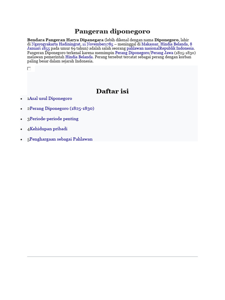Pangeran Diponegoro | PDF | Politik | Perjalanan