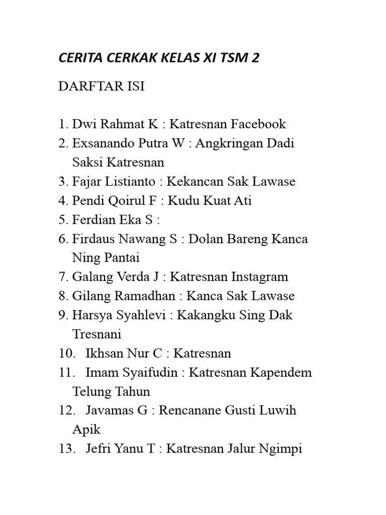 Cerita Cerkak K | PDF