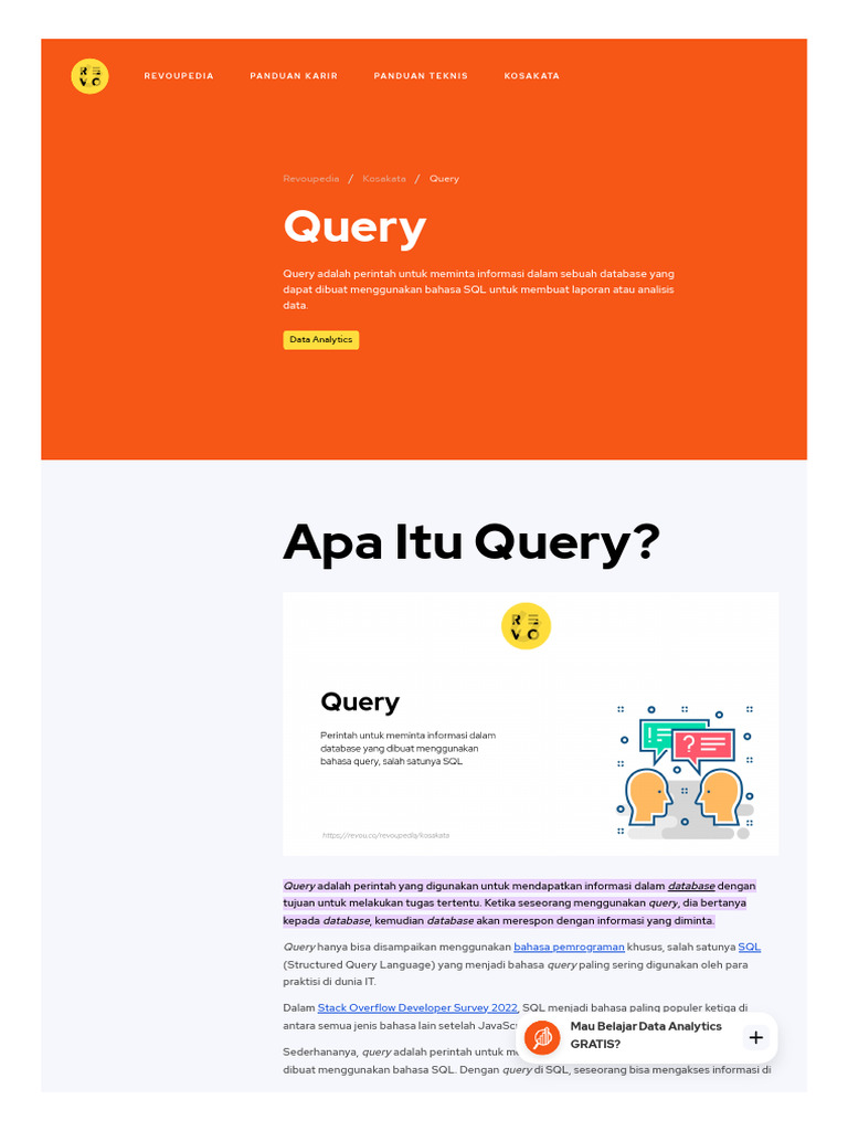 Apa Itu Query - Pengertian Dan Contoh 2023 - RevoU | PDF | Teknologi ...