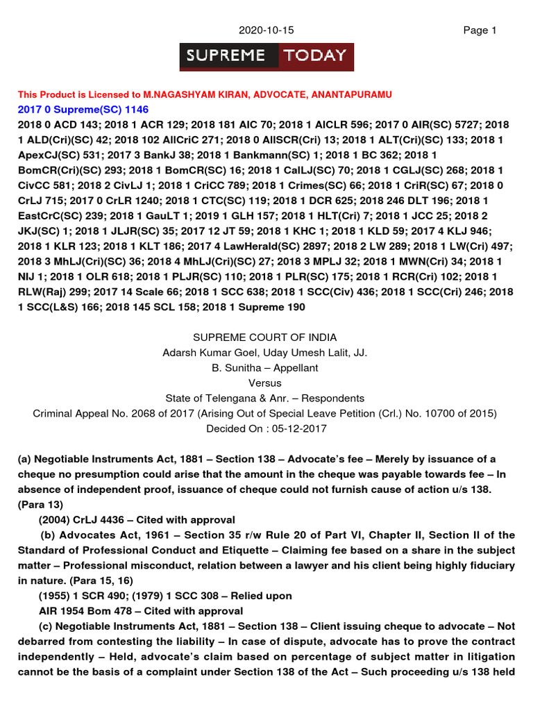 B Sunitha VS State of Telengana | PDF | Lawyer | Advocate