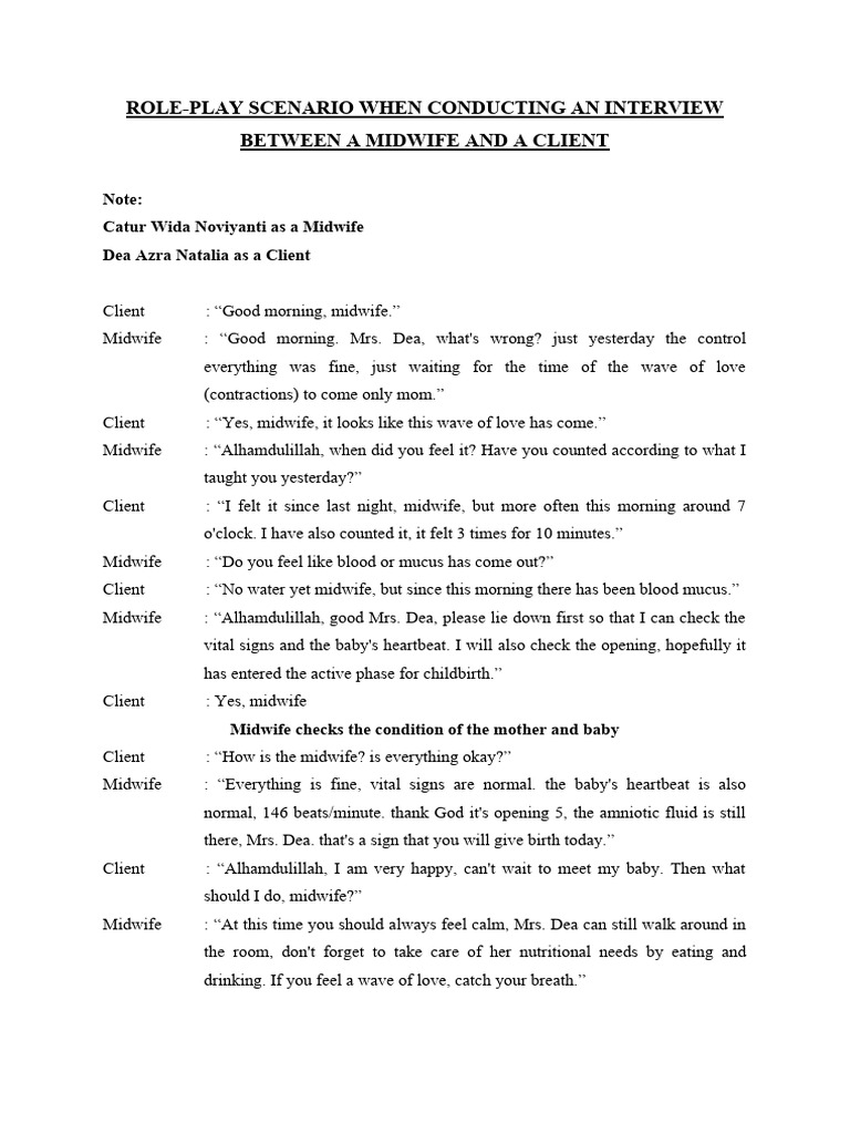 Midwife-Client Roleplay | PDF