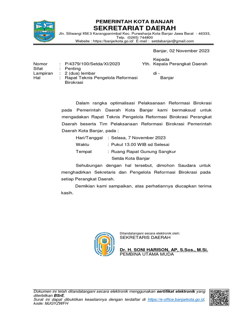 Undangan Rapat Teknis | PDF