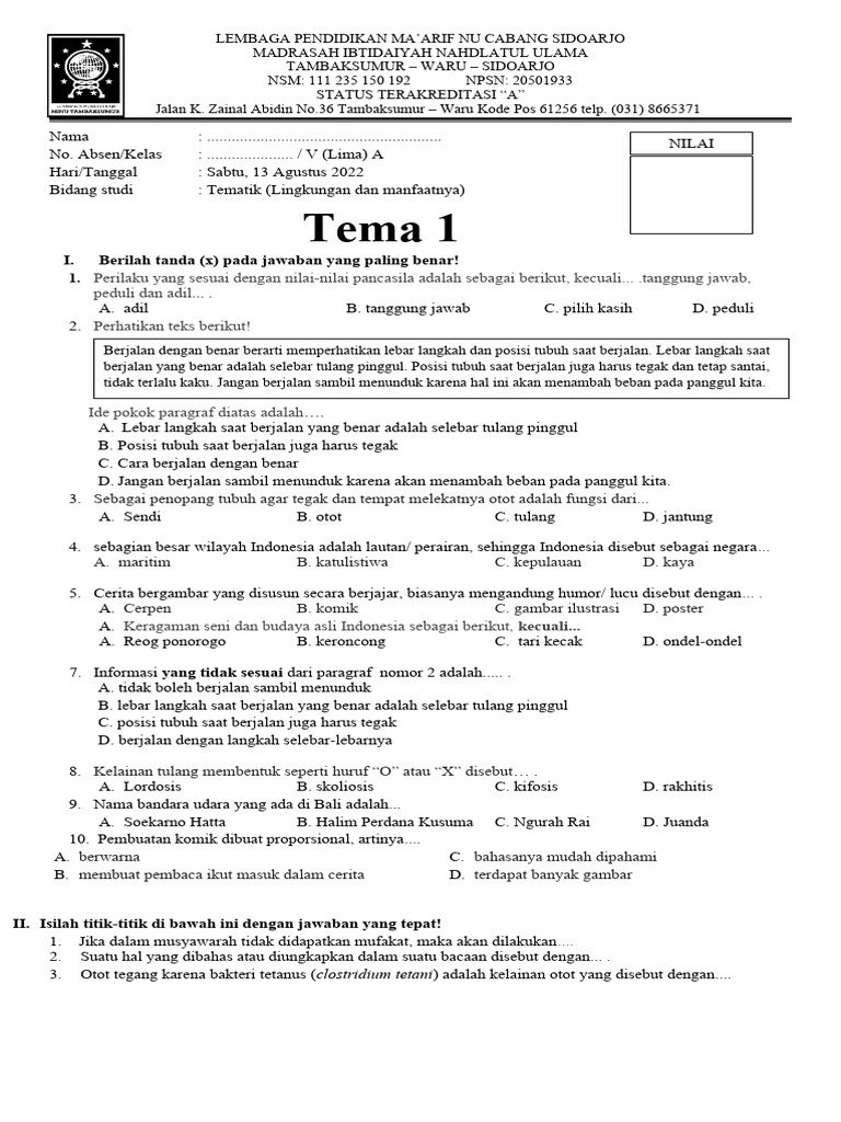 Soal Tema 1 Sub3 | PDF