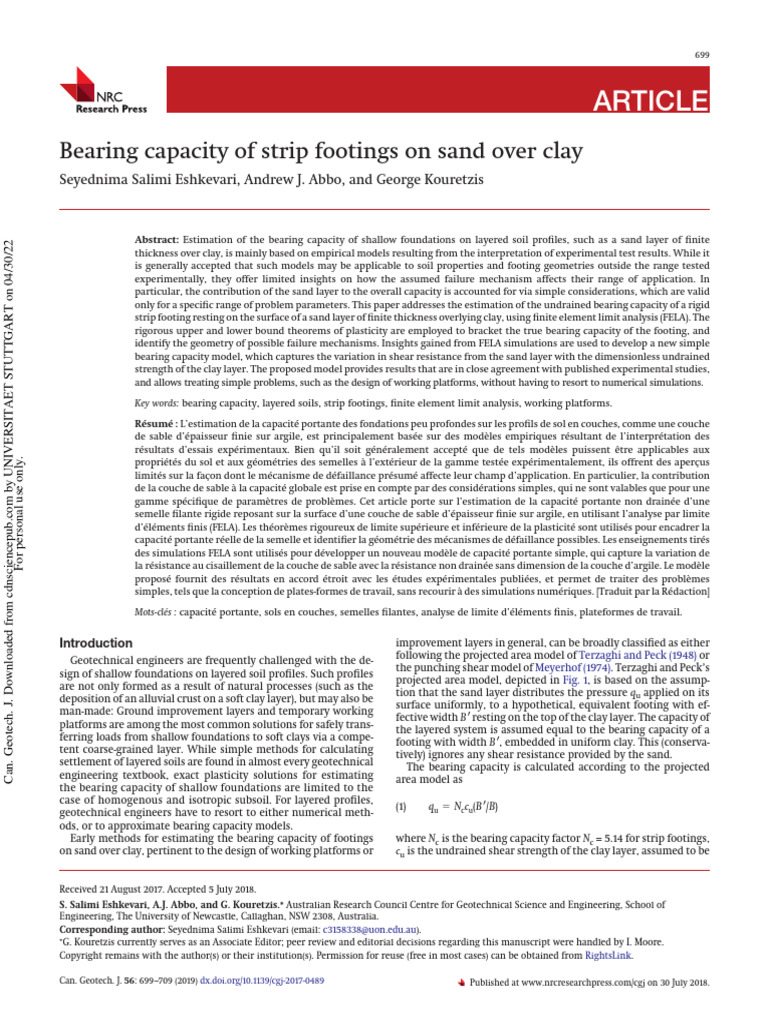(Eshkevari Et Al. - 2018) Bearing Capacity o Strip Footings On Sand ...