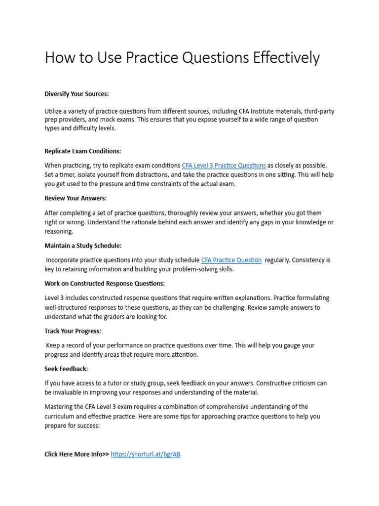 How To Use Practice Questions Effectively: Diversify Your Sources | PDF ...