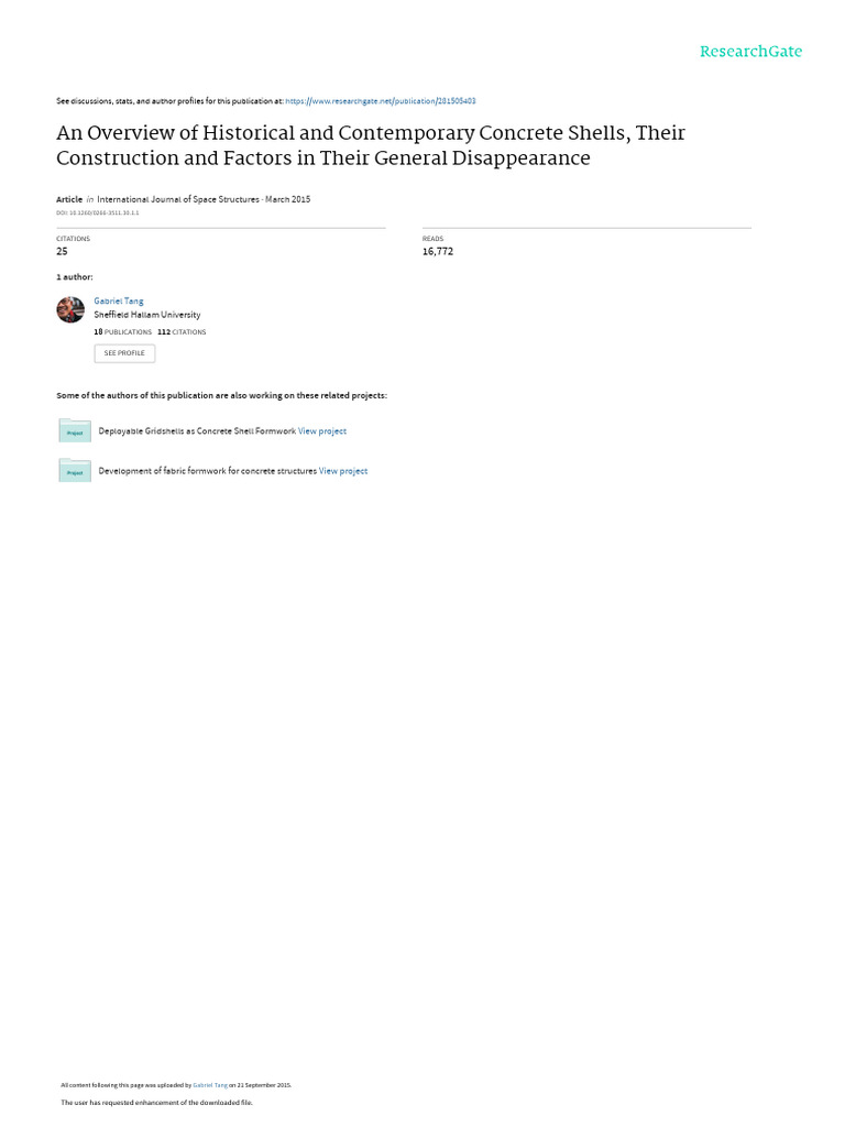 "Concrete Shells: History & Decline" | PDF | Concrete | Precast Concrete