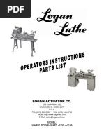 Logan 820 Lathe Manual | PDF | Machine Tool | Machines