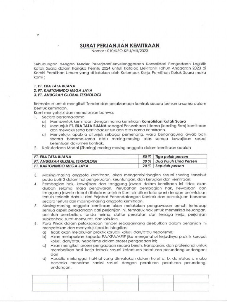 1 Surat Perjanjian Kemitraan Pdf