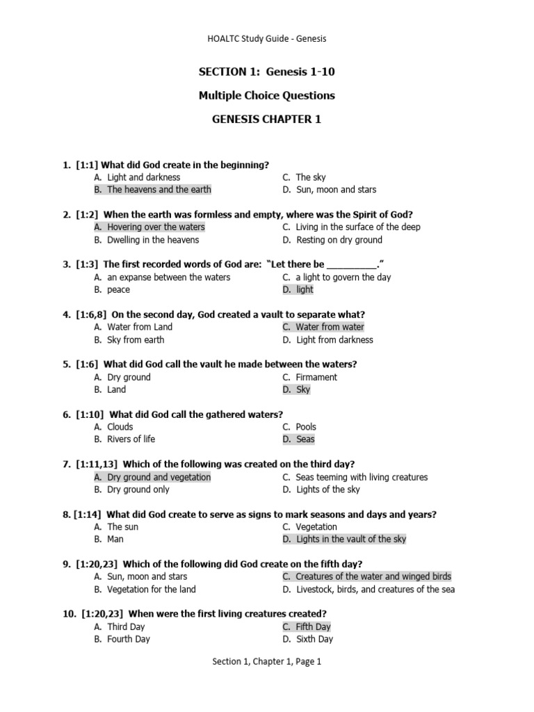 Genesis Study Questions Guide | PDF | Abraham | Ham (Son Of Noah)