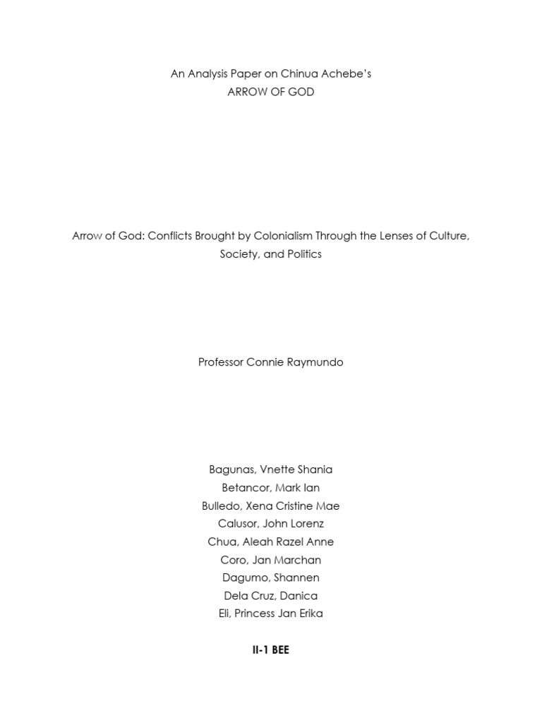 ARROW OF GOD (Final Paper) | PDF | Religion & Spirituality