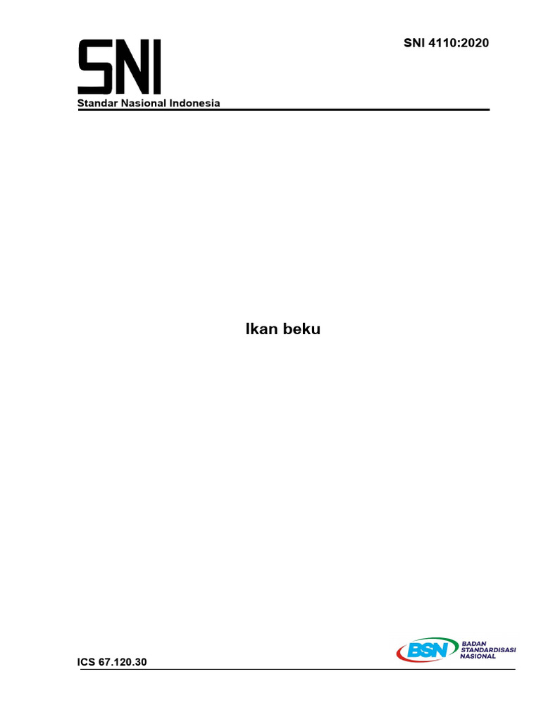 SNI 4110-2020 Ikan beku | PDF