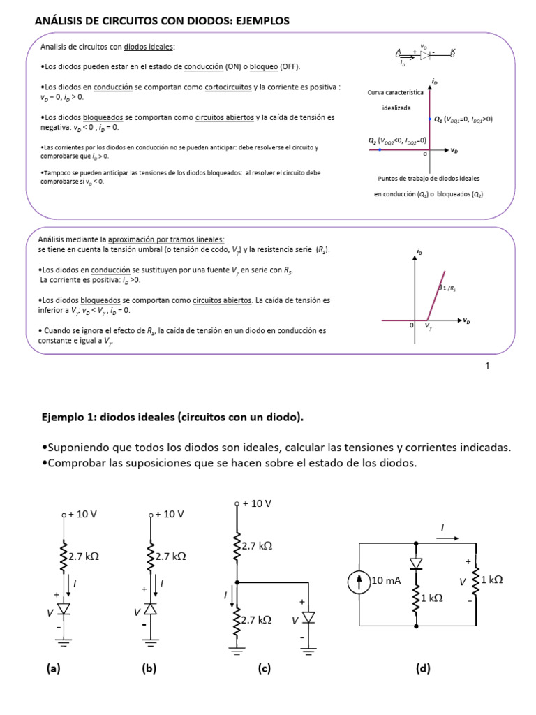 Ejemplos - Circuitos Con Diodos | Descargar gratis PDF | Diodo | Corriente eléctrica