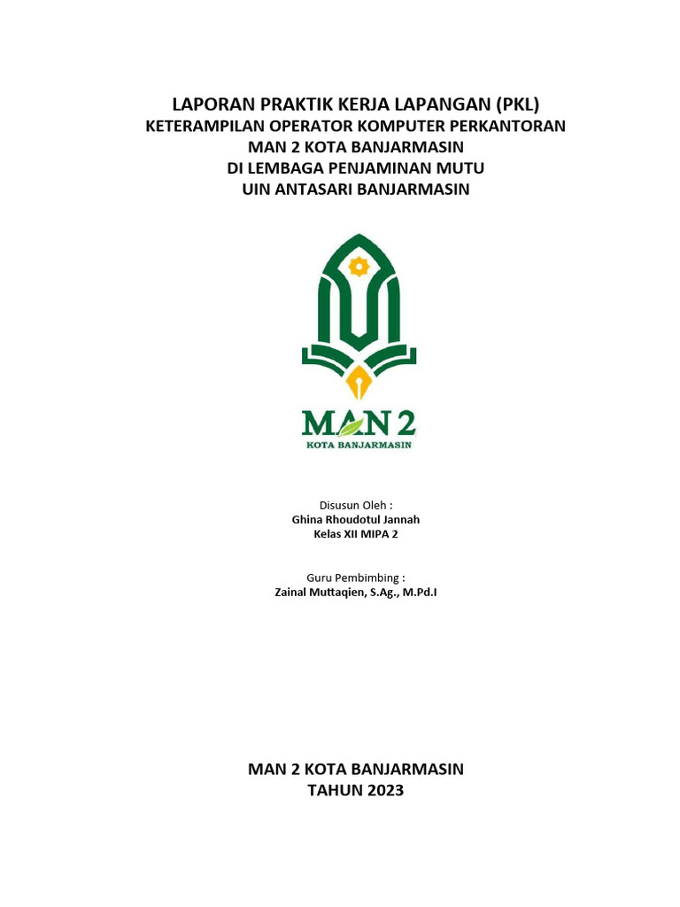 Contoh Cover Laporan Magang | PDF
