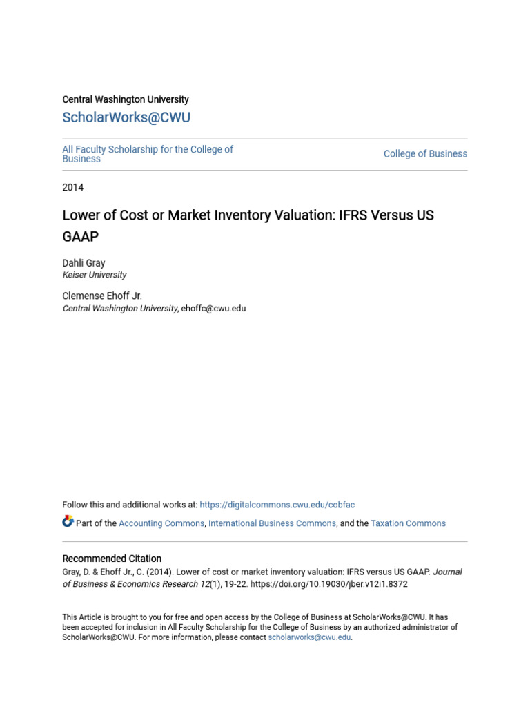 Lower of Cost or Market Inventory Valuation - IFRS Versus US GAAP | PDF ...
