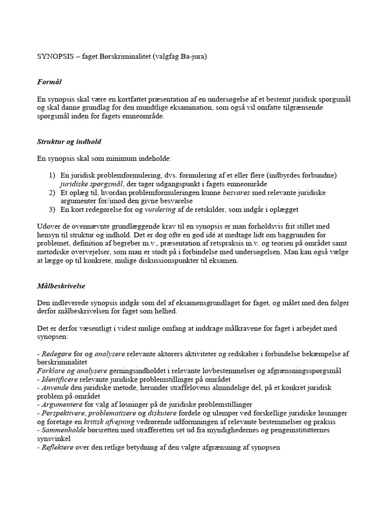 SYNOPSIS - Vejledning | PDF