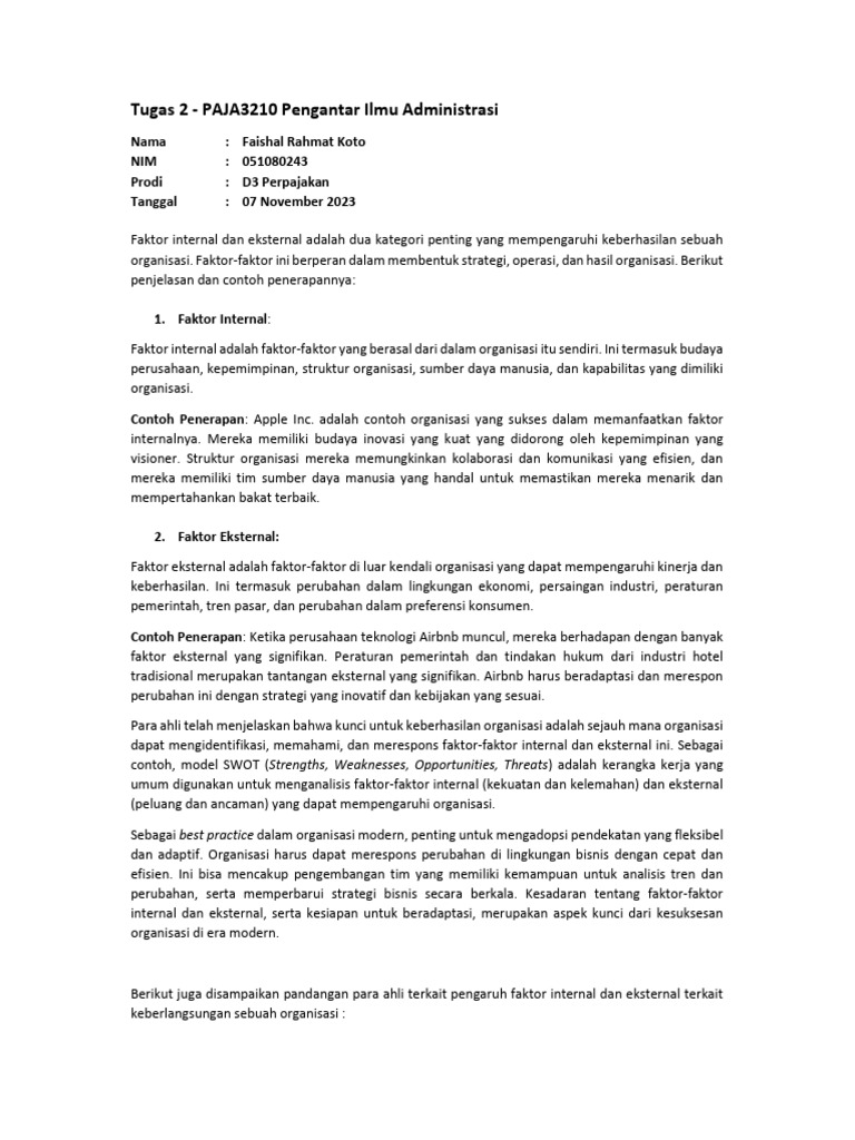 Tugas 2-Pengantar Ilmu Administrasi | PDF