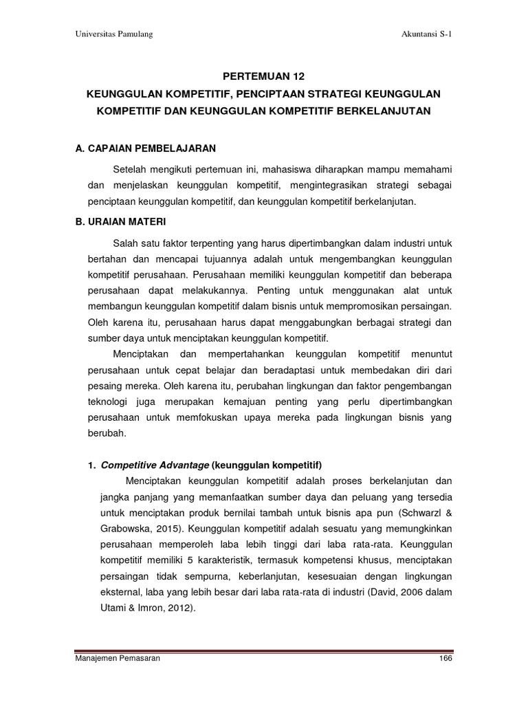 Strategi Keunggulan Kompetitif Bisnis | PDF | Karier & Perkembangan ...