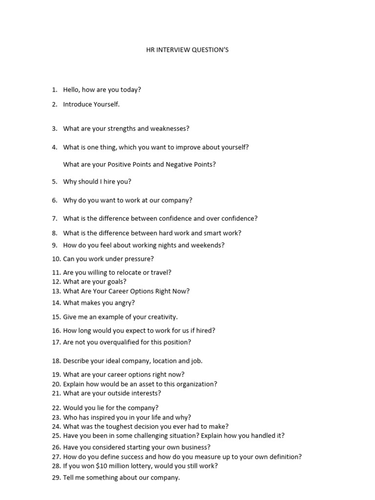 Imp HR Interview Question | PDF | Cognitive Science | Psychological Concepts