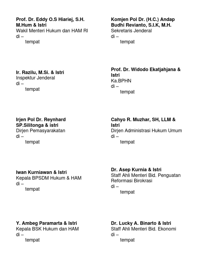Undangan Label Internal Upacara Dan Syukuran Hari Kementerian Hukum Dan ...