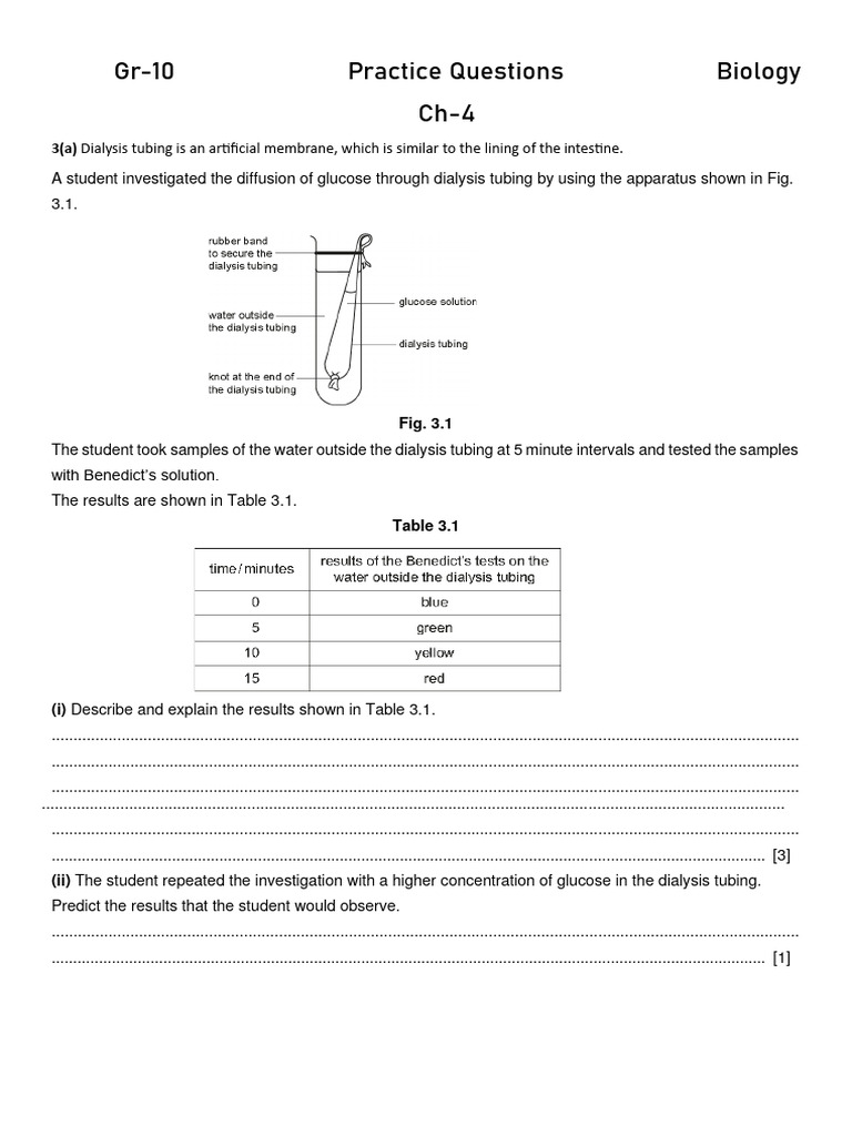 Gr-10 Practice Questions Biology Ch-4 | PDF | Catalase | Enzyme