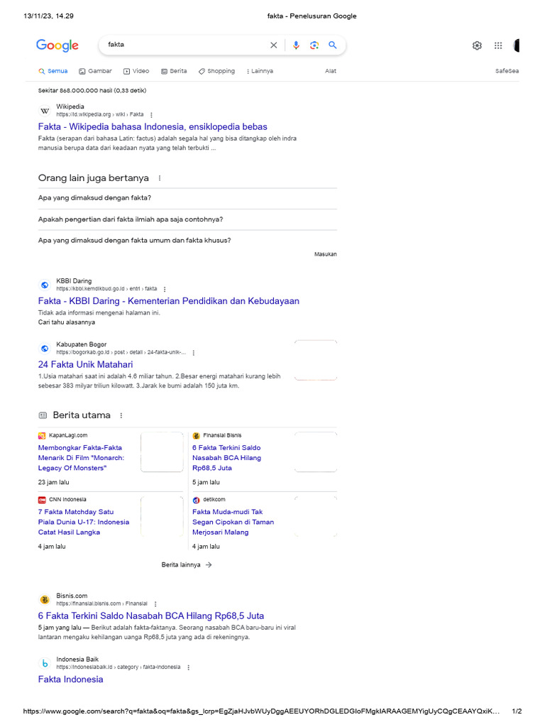 Fakta - Penelusuran Google | PDF