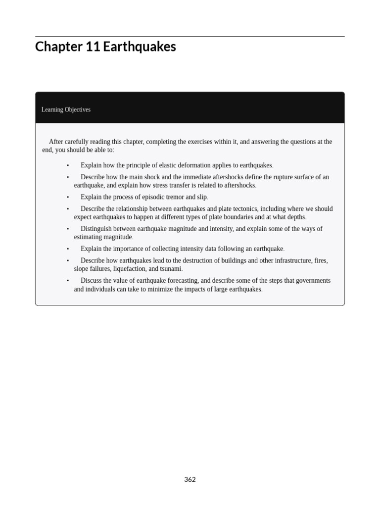 Physical Geology 2nd Edition Chapter 11 Earthquakes | PDF | Earthquakes ...