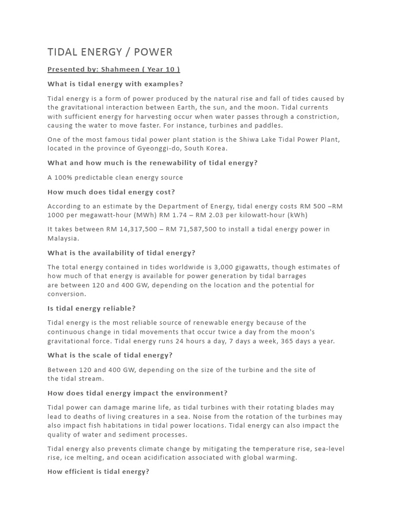 Tidal Energy Presentation | PDF | Science & Mathematics