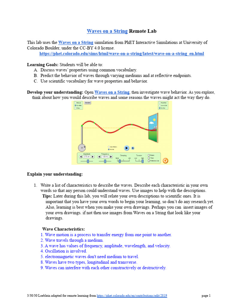 Waves On A String PhET Lab | Download Free PDF | Waves | Damping
