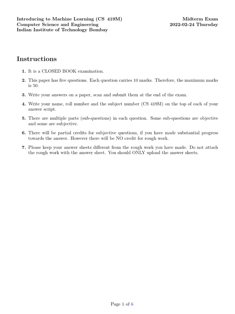 CS 419M Midsem 2021 22 | PDF | Variance | Regression Analysis