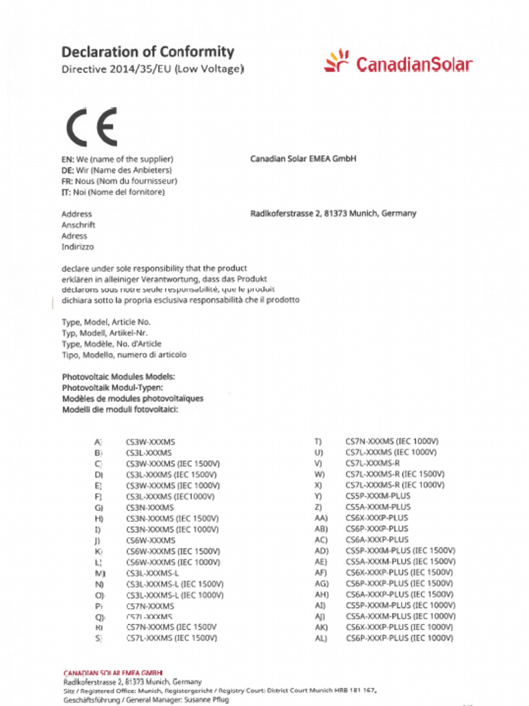 EC Declaration LVD - Standard Module - EN - DE - FR - IT - 2023-02-13 | PDF