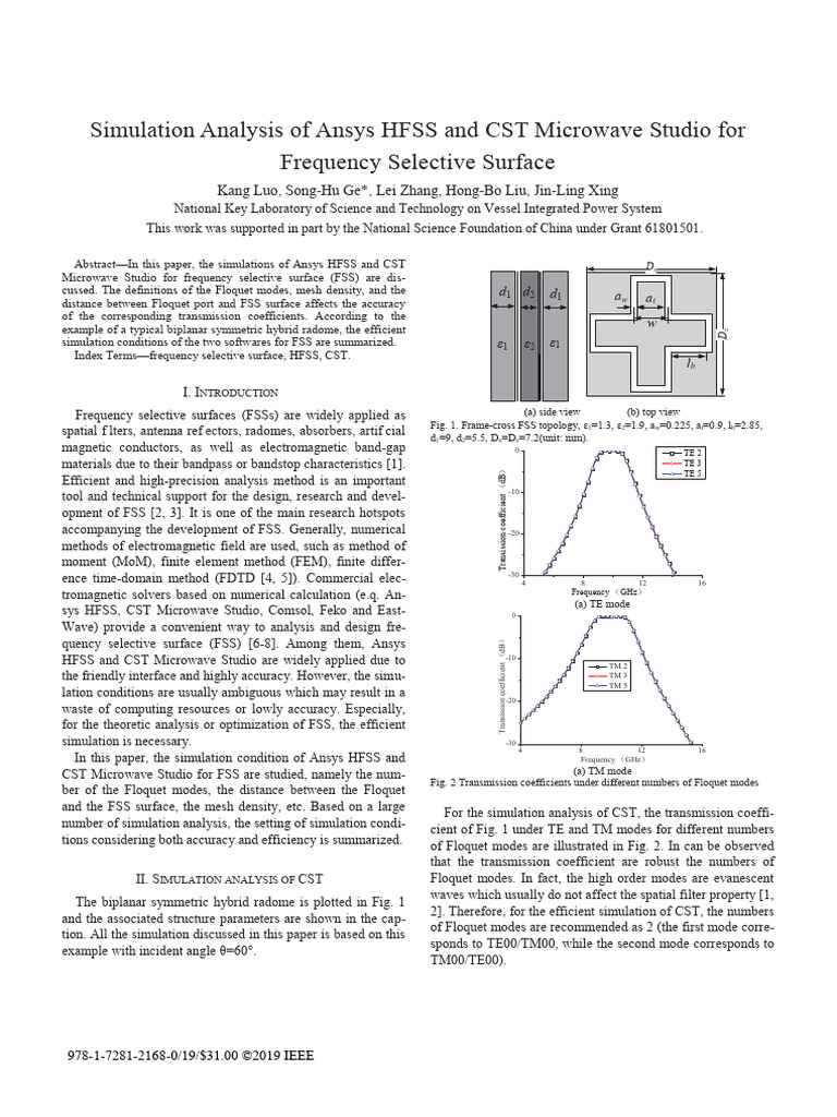 Simulation Analysis of Ansys HFSS and CST Microwave Studio For Frequency Selective Surface | PDF ...