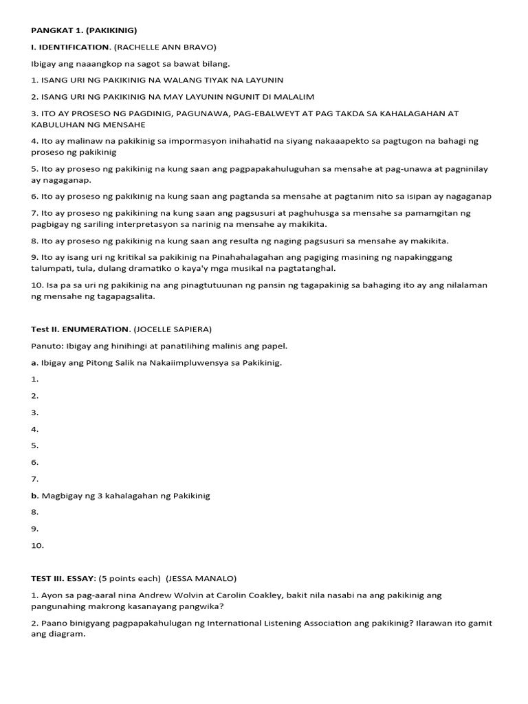 Questions Filipino | PDF