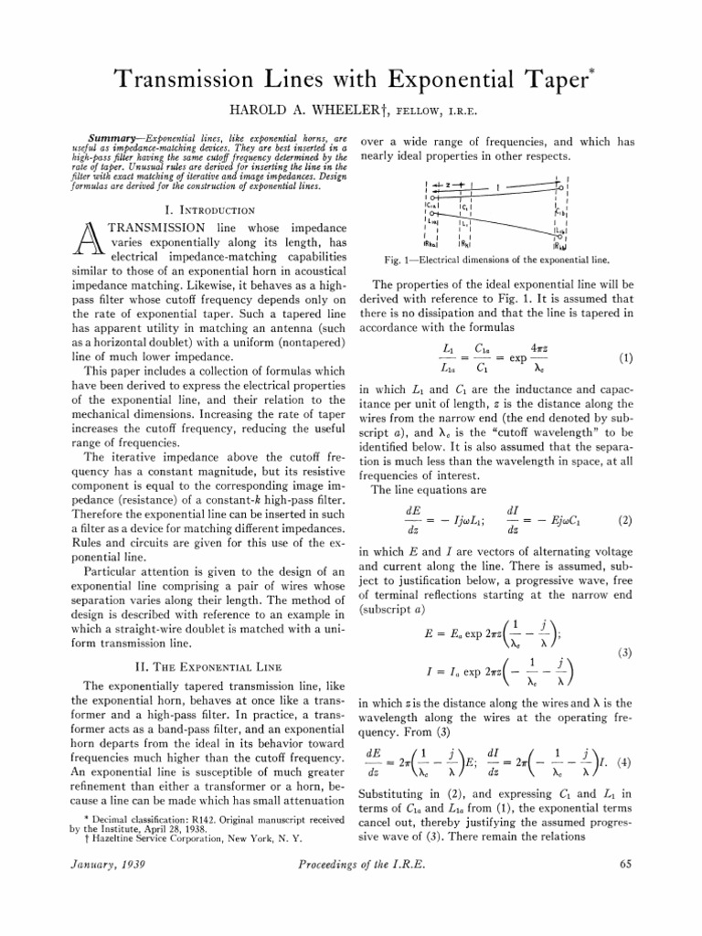 Transmission Lines With: Exponential Taper | PDF | Electronic Filter ...