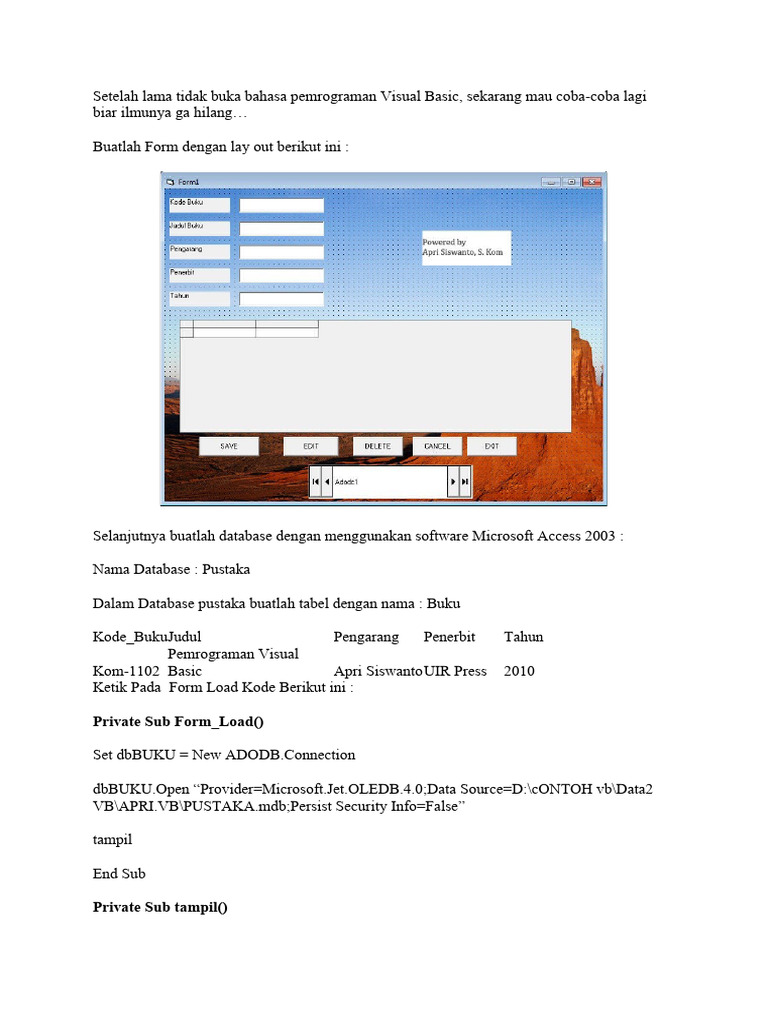 Setelah Lama Tidak Buka Bahasa Pemrograman Visual Basic | PDF ...