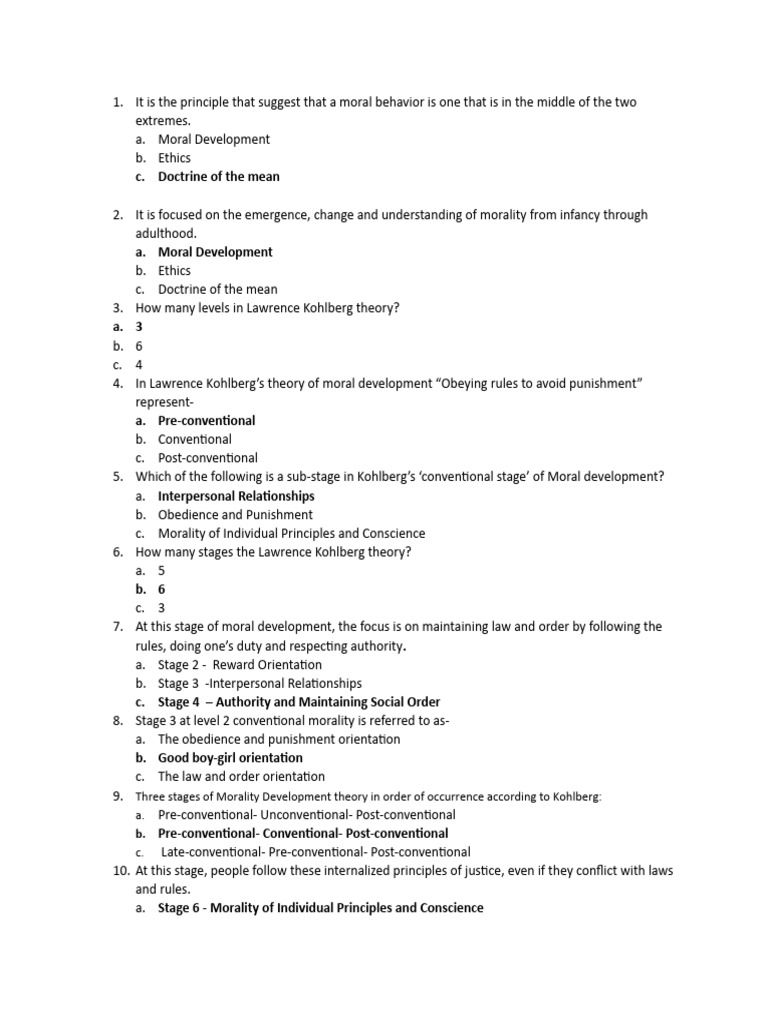 Moral Development Questions | PDF